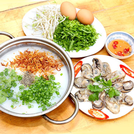 Lẩu Cháo Hào + Hào Sữa 10 Con + Trứng Gà 2 Quả + Rau Lẩu