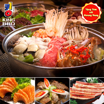 KING BBQ MENU VIP 349K, BUFFET NƯỚNG LẨU ĐẲNG CẤP VUA NƯỚNG HÀN QUỐC