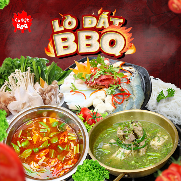 Lò Đất BBQ - Combo Lẩu Sườn Ớt Hiểm/ Tomyum Cho 3-4 Người