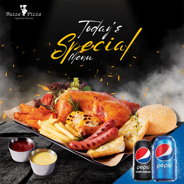 Buzza Pizza - Combo Gà/ Heo Nướng Xông Khói Cho 2 Người