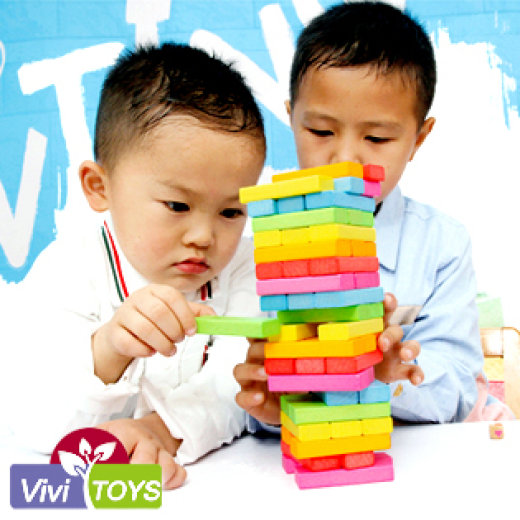 Bộ Đồ Chơi Rút Gỗ 54 Thanh Cầu Vồng Cao Cấp Vivitoys Hà Nội